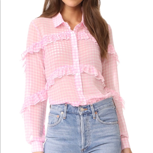 Tops | Glamorous Gingham Ruffle Blouse | Poshmark